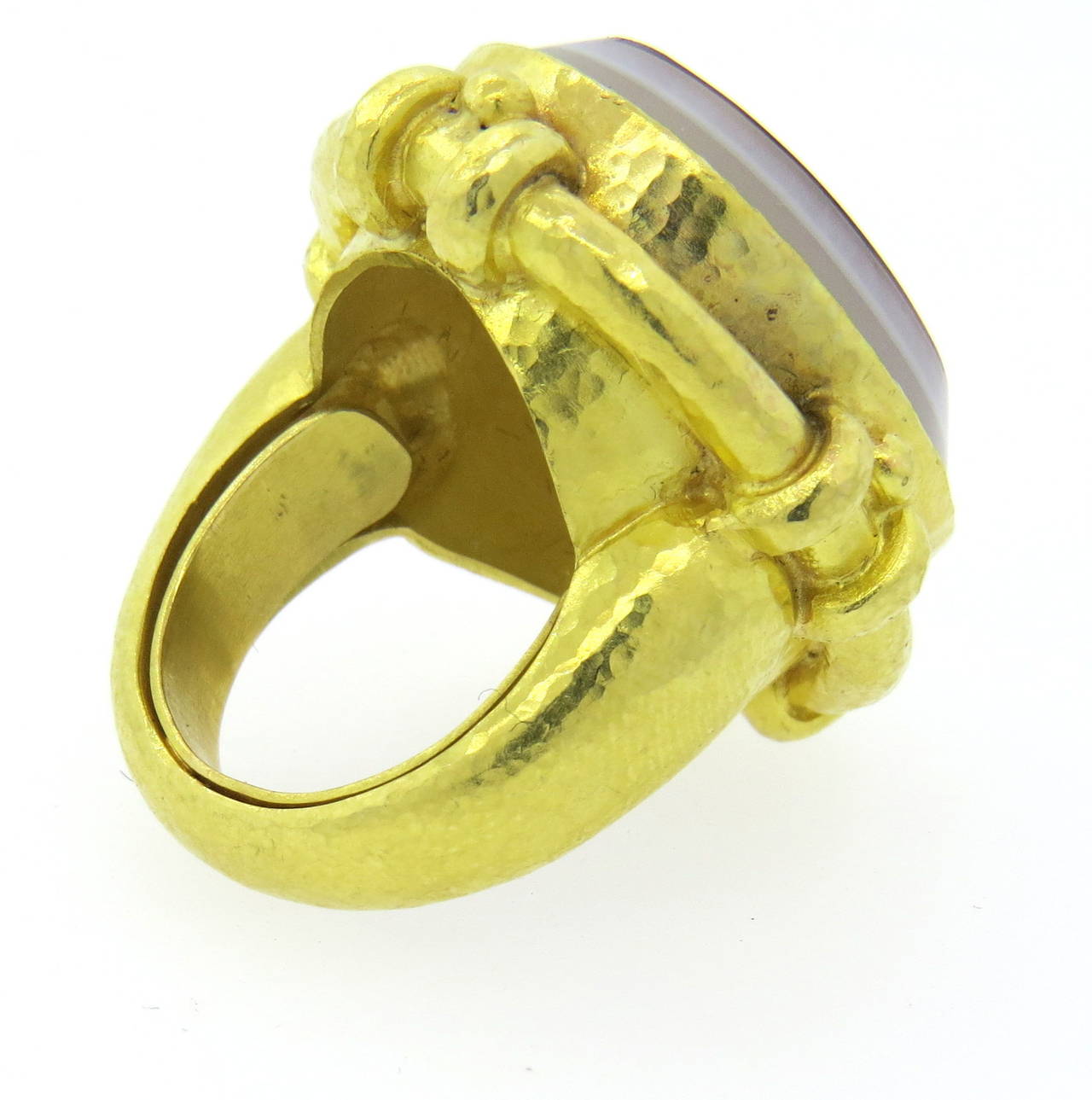 Elizabeth Locke Large Antique Intaglio Agate Gold Ring at 1stDibs