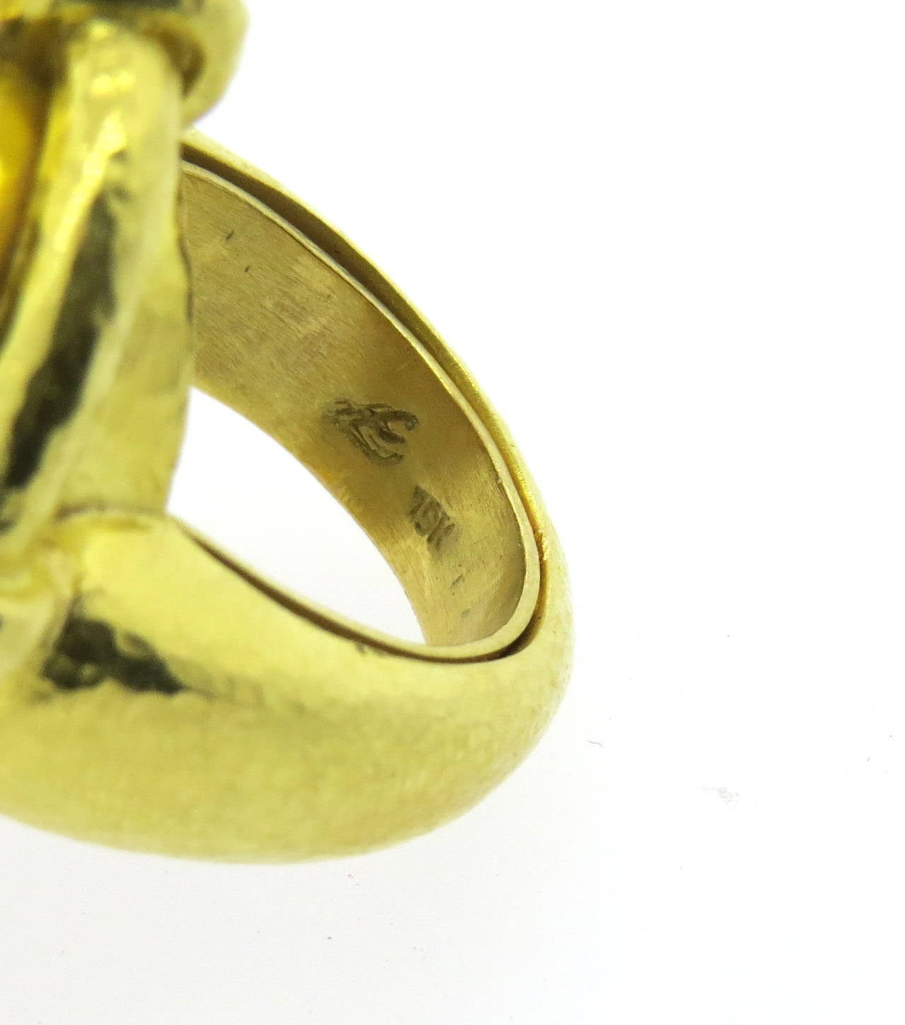 Elizabeth Locke Large Antique Intaglio Agate Gold Ring at 1stDibs