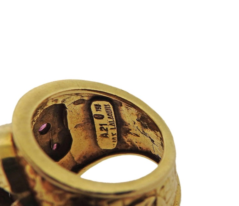 Ilias Lalaounis Gold Ruby Sapphire Dome Band Ring at 1stDibs