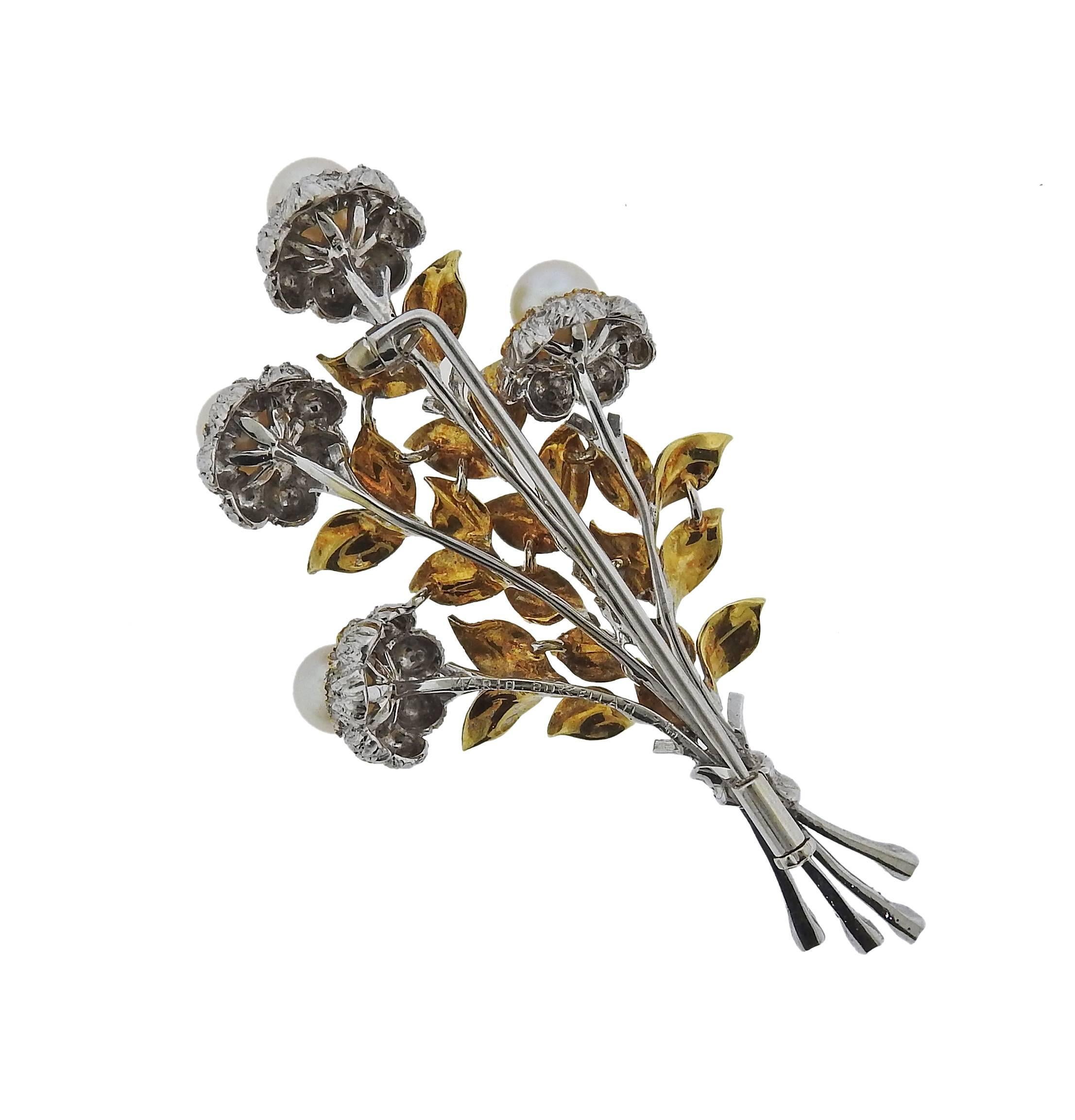 Buccellati Gold Pearl Brooch Pin at 1stDibs