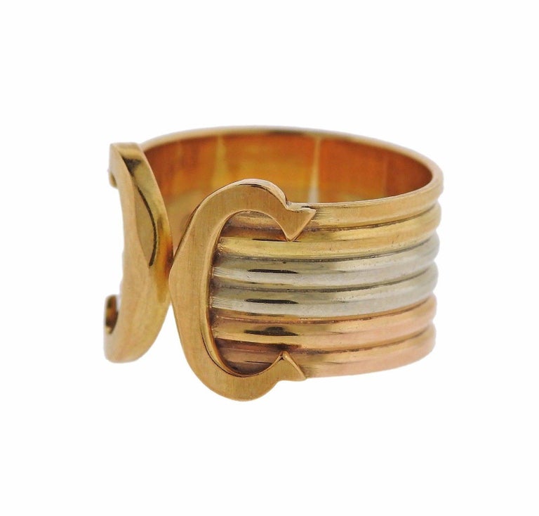 Cartier CC Gold Cuff Ring at 1stDibs | cartier cc ring