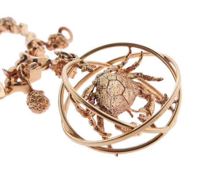 Ruser Retro Gold Sapphire Cherub Bracelet Cancer Zodiac Charm at ...