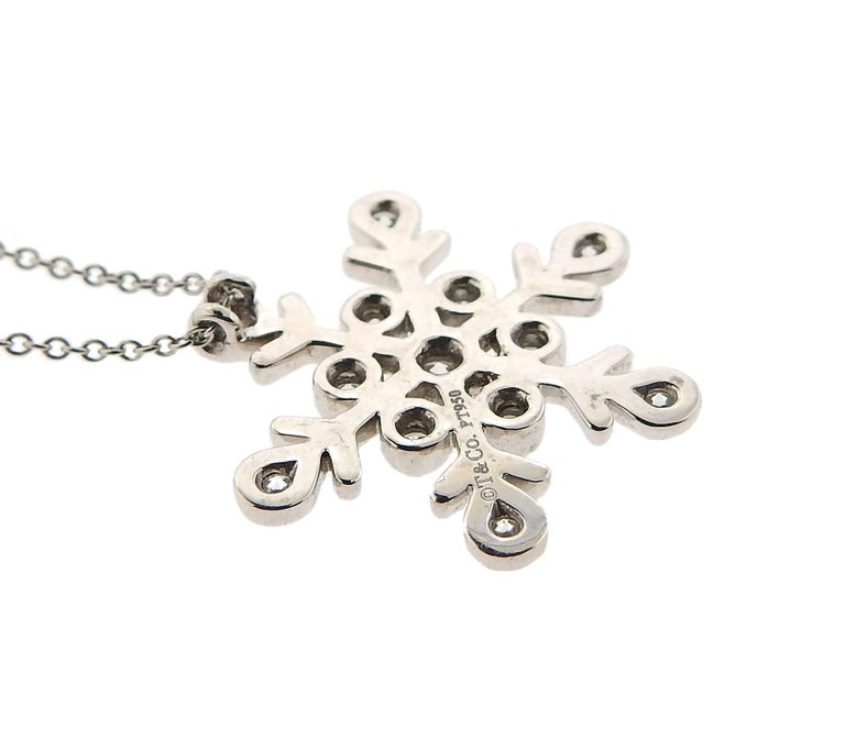 Tiffany and Co. Diamond Platinum Snowflake Pendant Necklace at 1stDibs ...