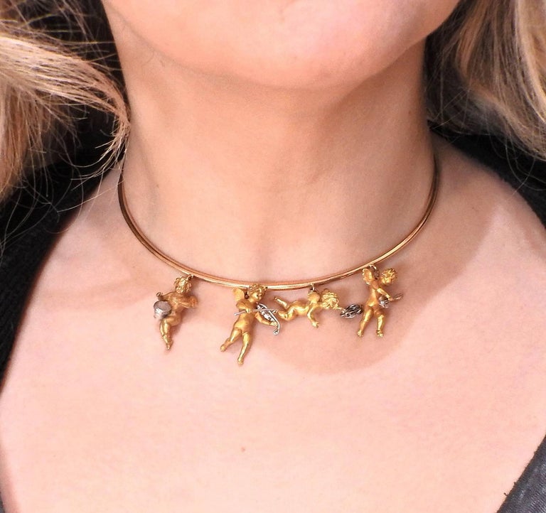 Cherub Charm Gold Necklace at 1stDibs