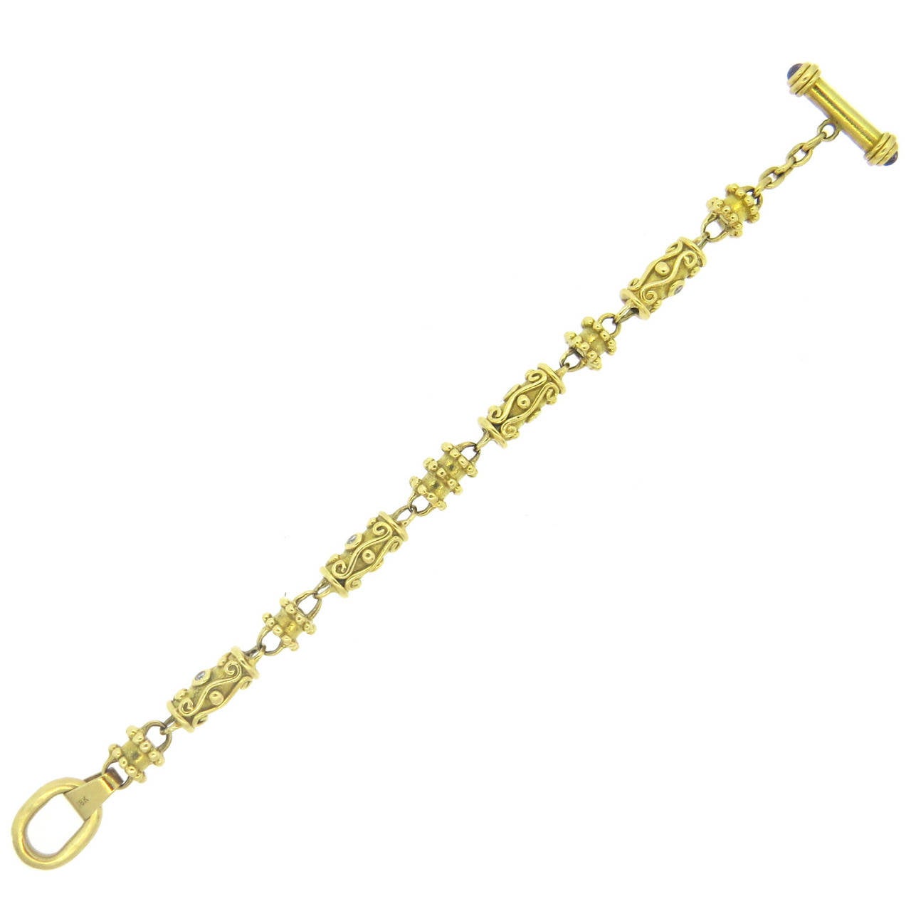 Denise Roberge Diamond Iolite Gold Toggle Bracelet at 1stDibs