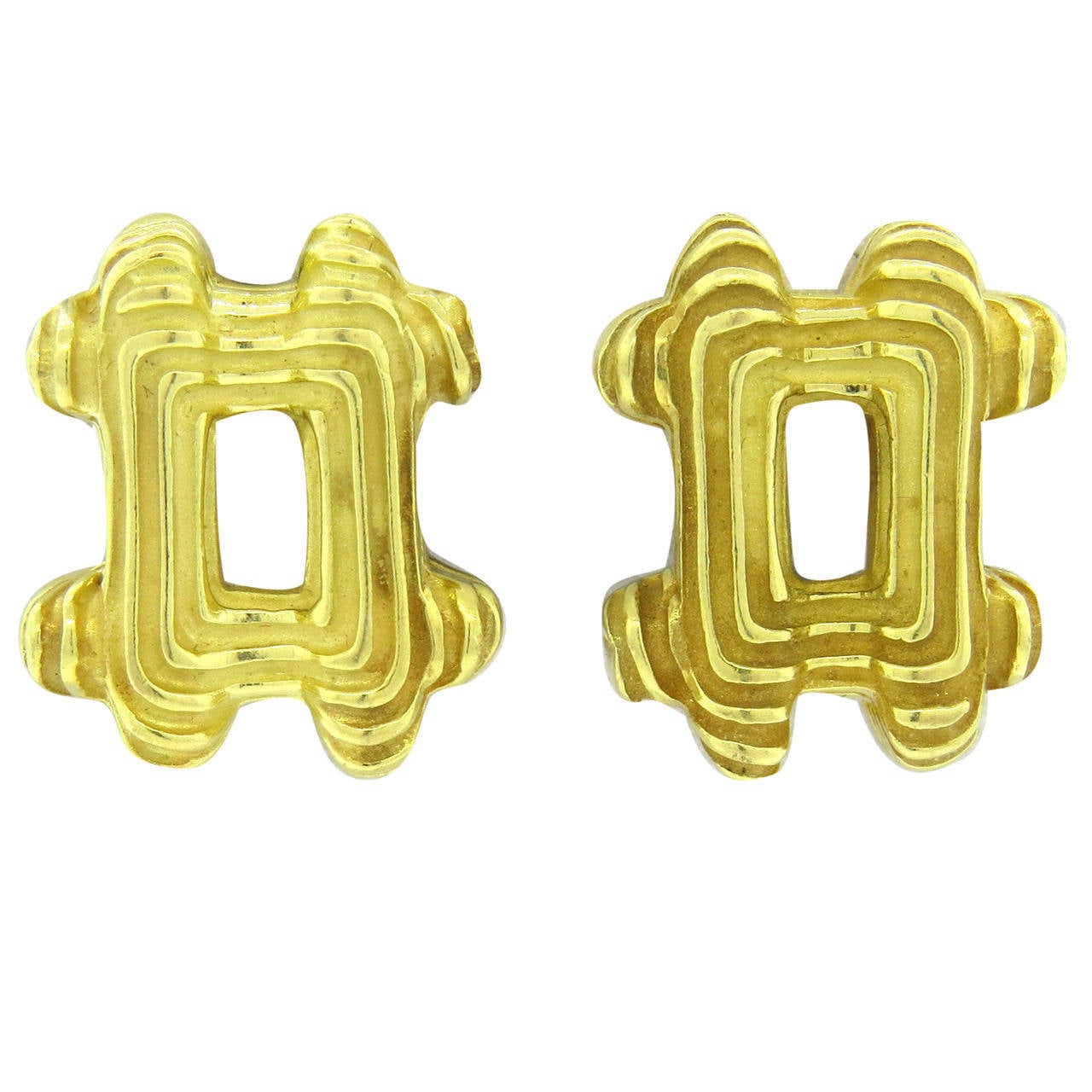 Christopher Walling Gold Earrings at 1stDibs