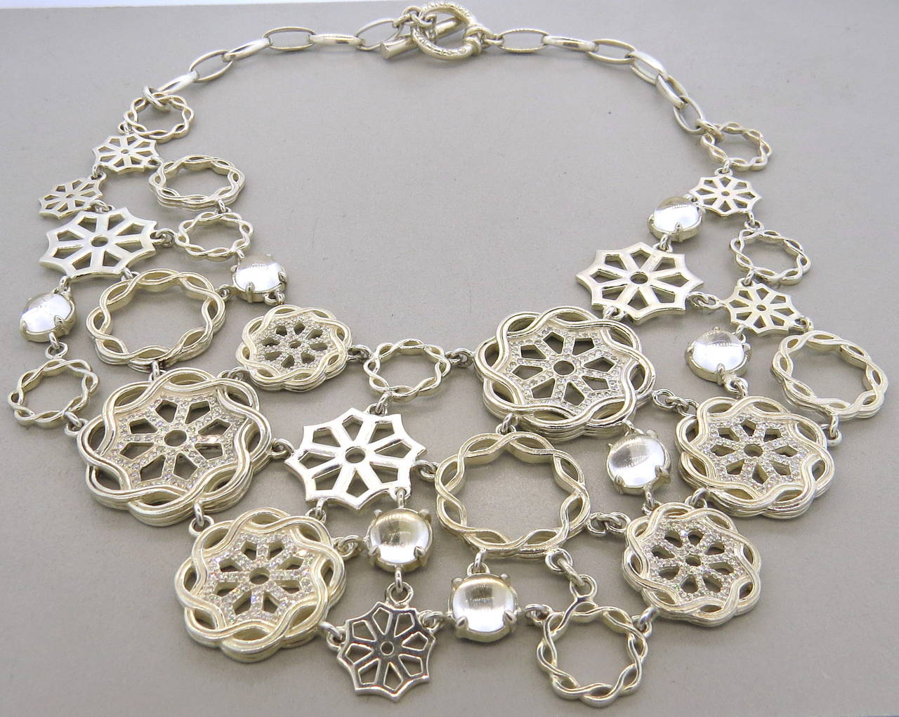 Slane Fenestra Sterling Silver Moonstone Diamond Bib Necklace at ...