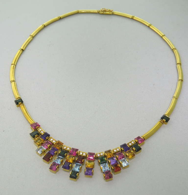 H Stern Gold Gem Set Diamond Necklace at 1stDibs