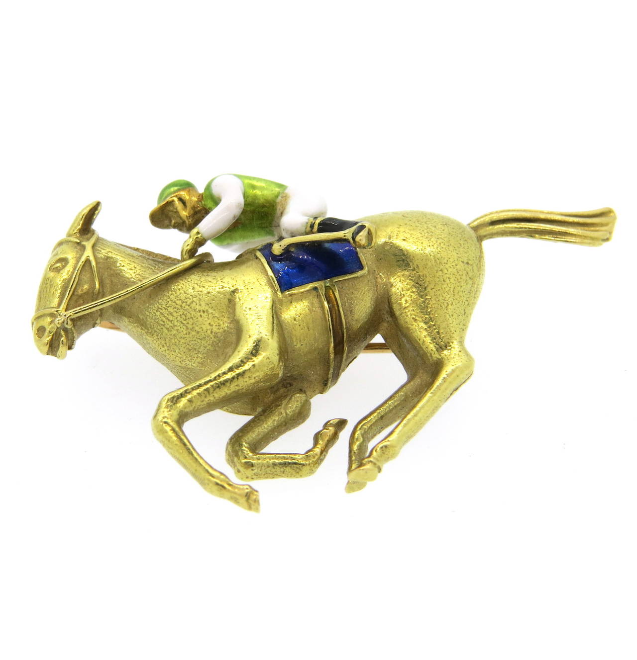 Enamel Gold Horse and Jockey Brooch Pin at 1stDibs | pin the jockey on ...