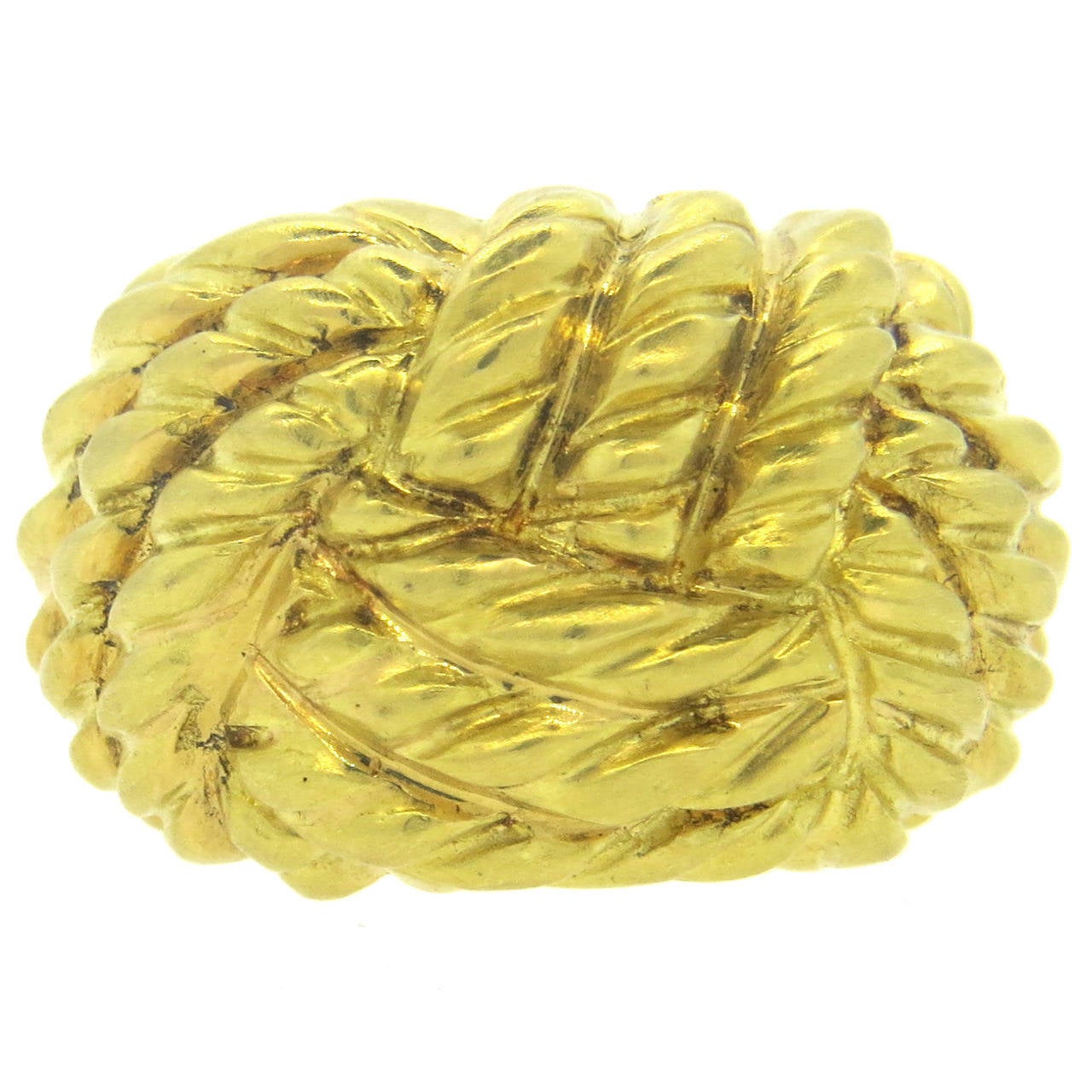 Italian Woven Pattern Gold Dome Ring at 1stDibs
