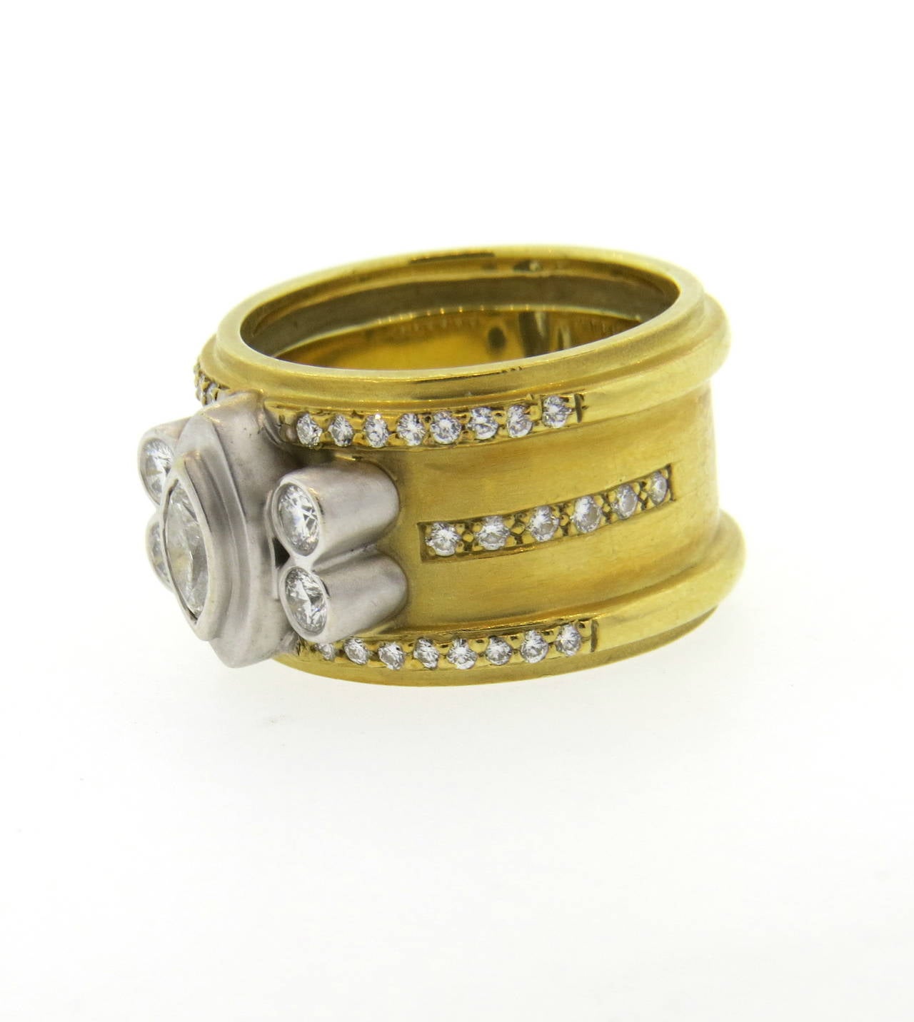 Unusual Modernist Diamond Gold Wide Band Ring at 1stDibs | unusual ...