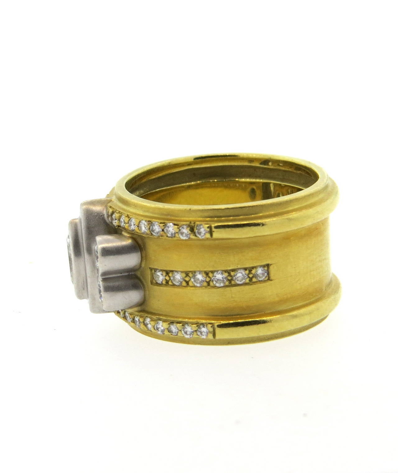 Unusual Modernist Diamond Gold Wide Band Ring at 1stDibs | unusual ...