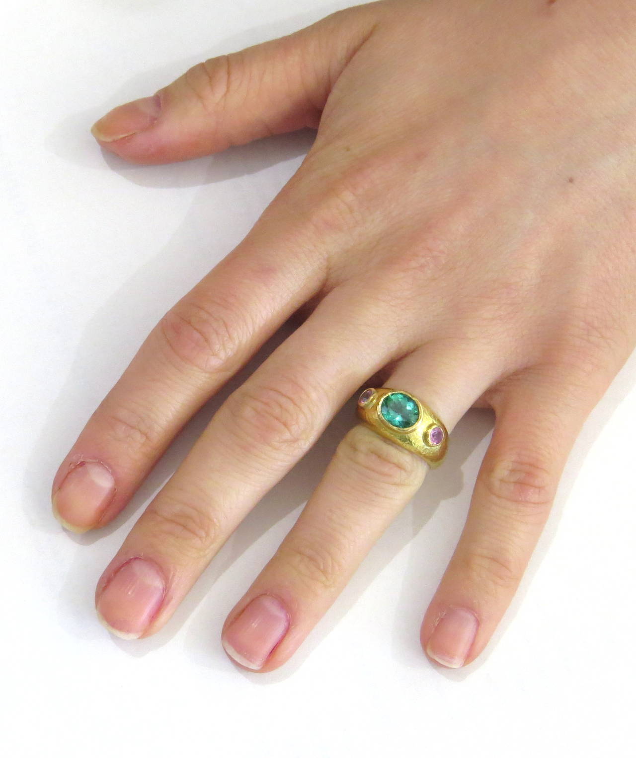 Elizabeth Locke Green and Pink Tourmaline Gold Ring at 1stDibs