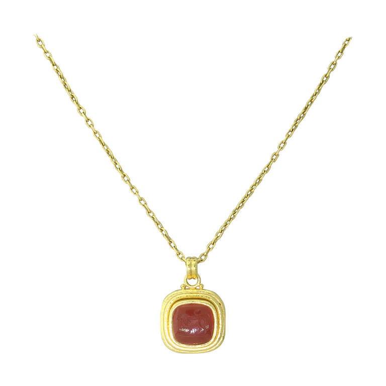 Elizabeth Locke Carnelian Intaglio Pendant Chain Necklace at 1stDibs