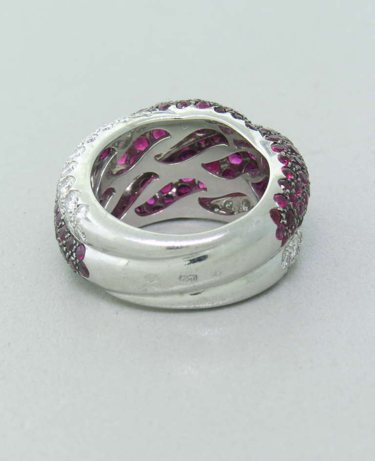 Chopard Diamond Ruby Braided Dome Gold Ring at 1stDibs