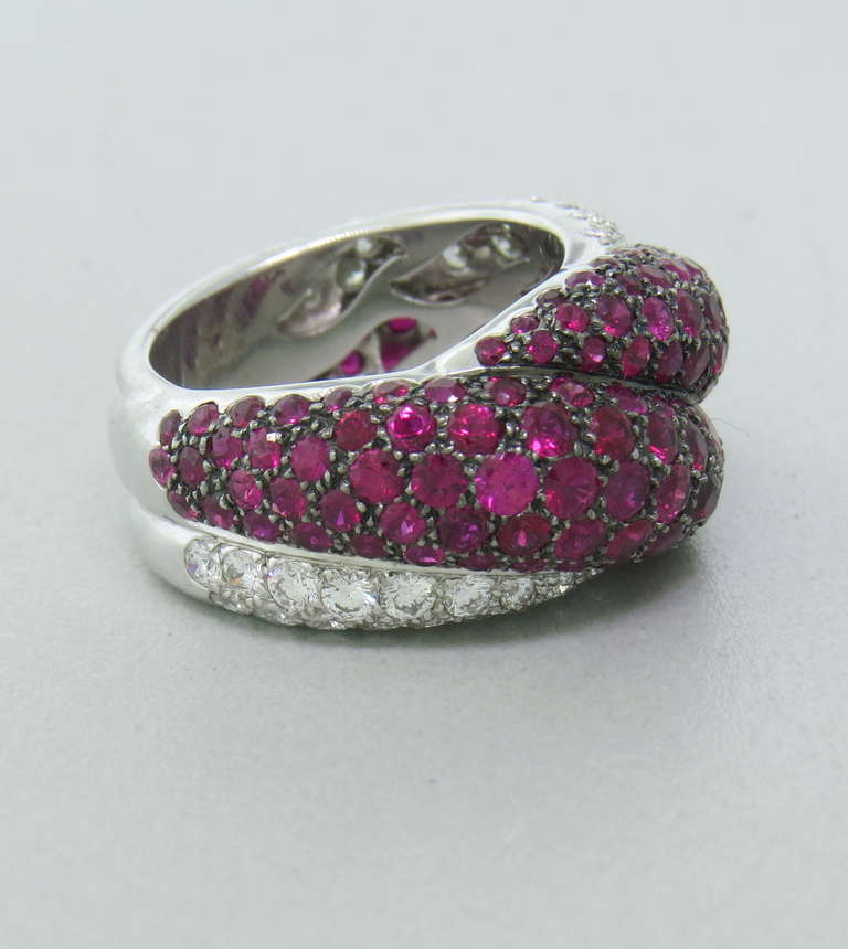 Chopard Diamond Ruby Braided Dome Gold Ring at 1stDibs