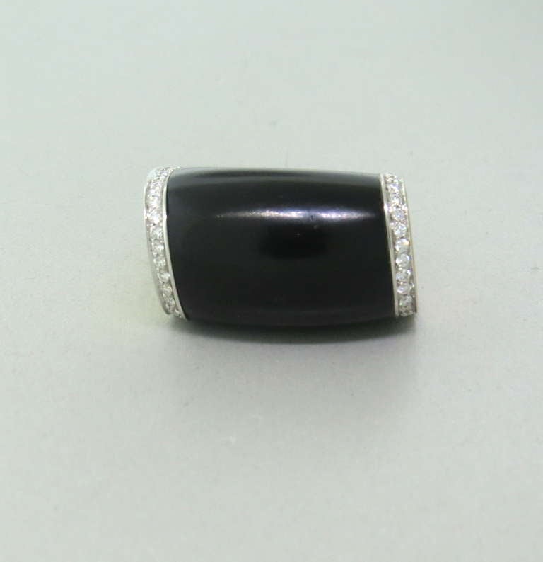 Vhernier Plateau Diamond Gold Jet Ring at 1stDibs