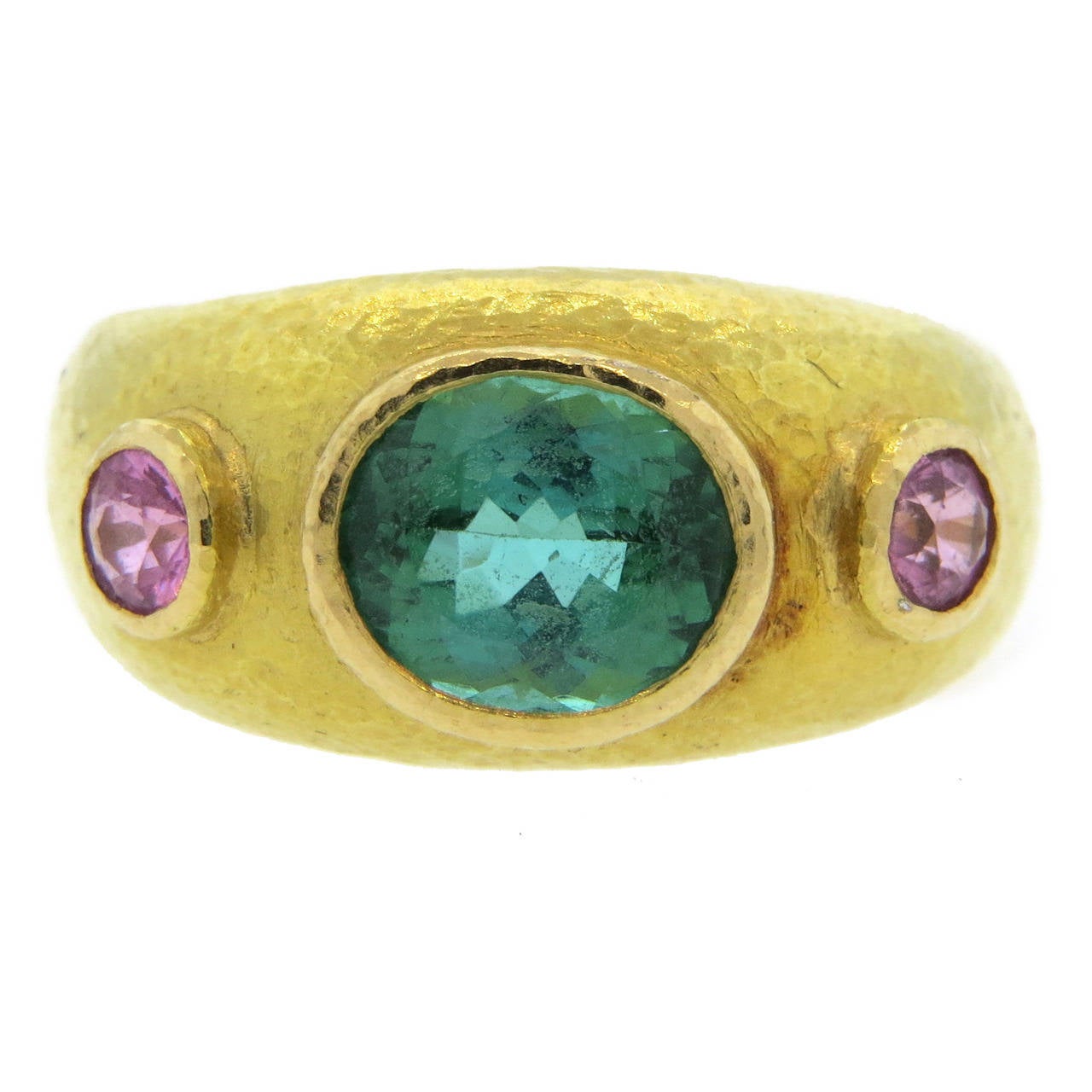 Elizabeth Locke Green and Pink Tourmaline Gold Ring at 1stDibs