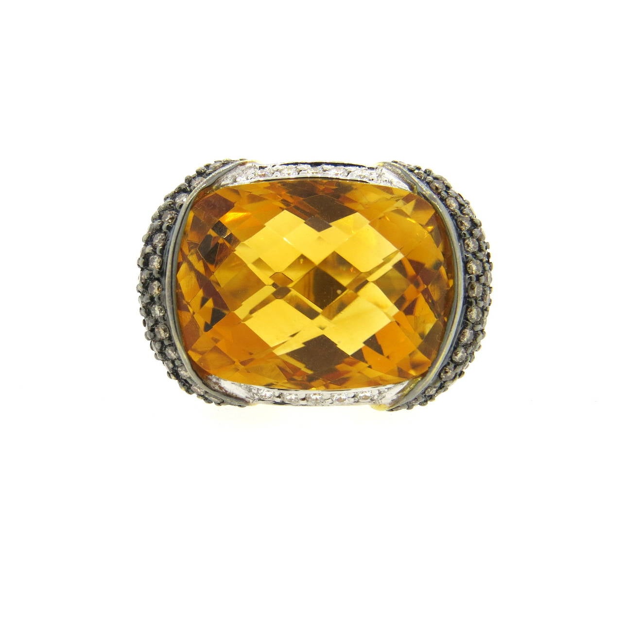 Modern Citrine Fancy Diamond Gold Cocktail Ring at 1stDibs | fancy ...
