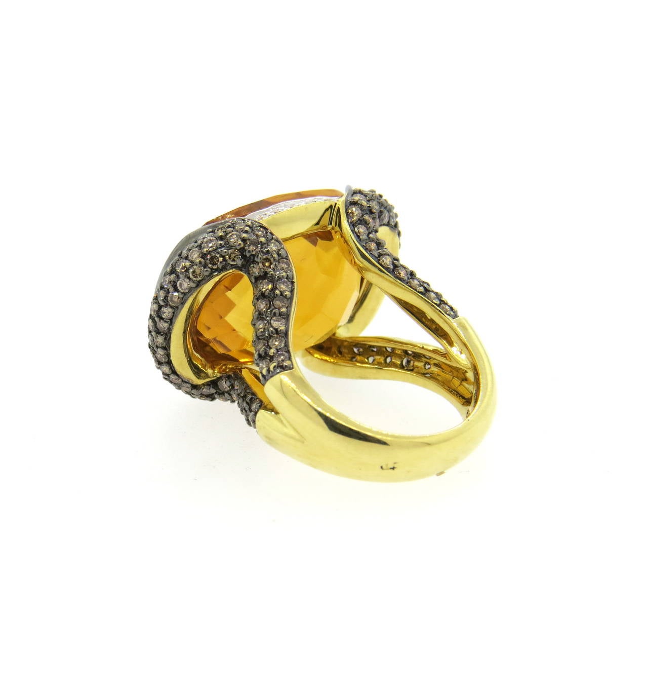 Modern Citrine Fancy Diamond Gold Cocktail Ring at 1stDibs | fancy ...