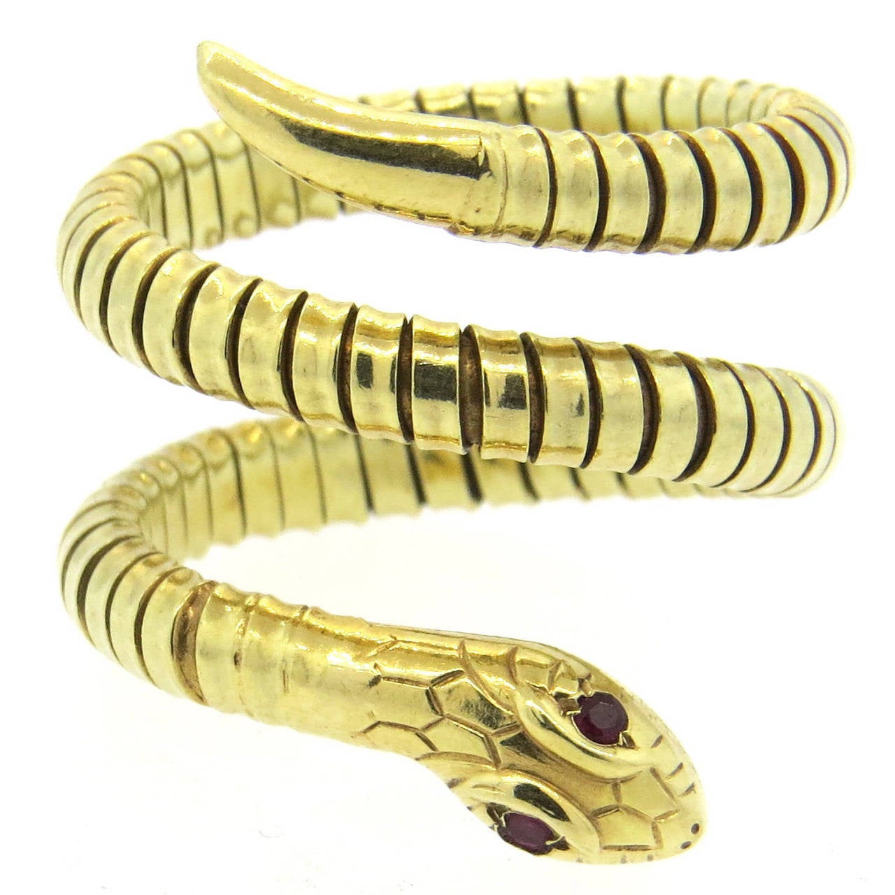 Ruby Gold Flexible Coil Snake Ring at 1stDibs
