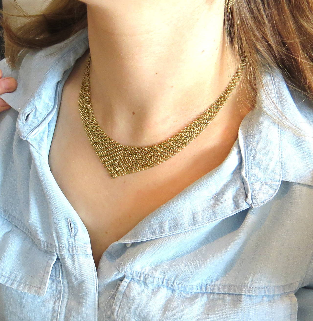 Tiffany and Co. Elsa Peretti Gold Mesh Necklace at 1stDibs | elsa ...