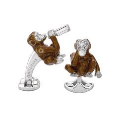 Deakin and Francis Sterling and Enamel Diamond Drunken Monkey Cufflinks ...