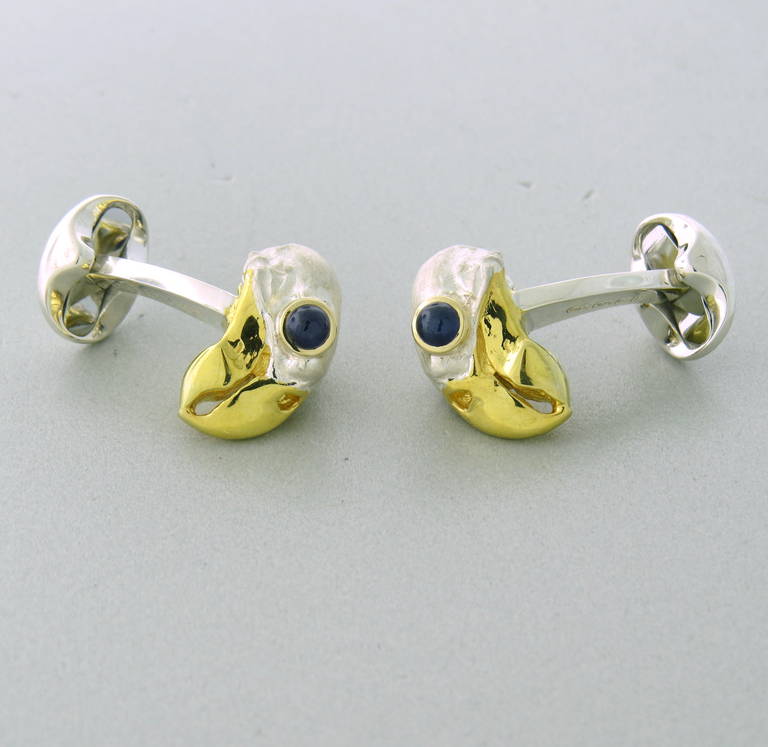 Deakin and Francis Sterling Silver Sapphire Dodo Bird Cufflinks For ...