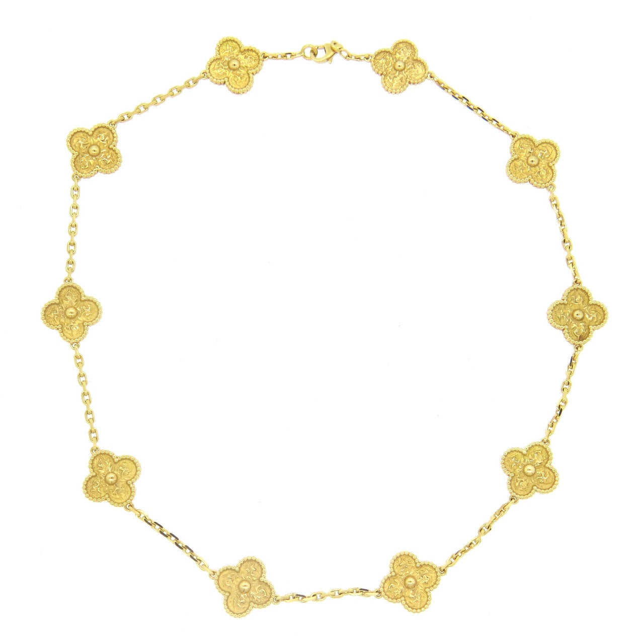 Van Cleef and Arpels Vintage Alhambra Gold Ten Clover Motif Necklace at ...