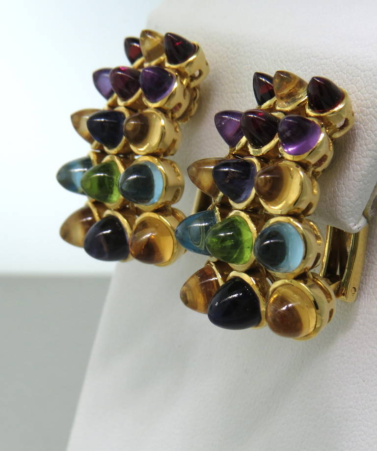 Laura Munder Gemstone Gold Earrings at 1stDibs