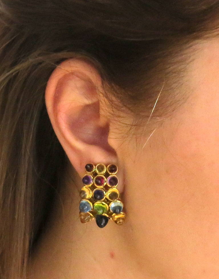 Laura Munder Gemstone Gold Earrings at 1stDibs