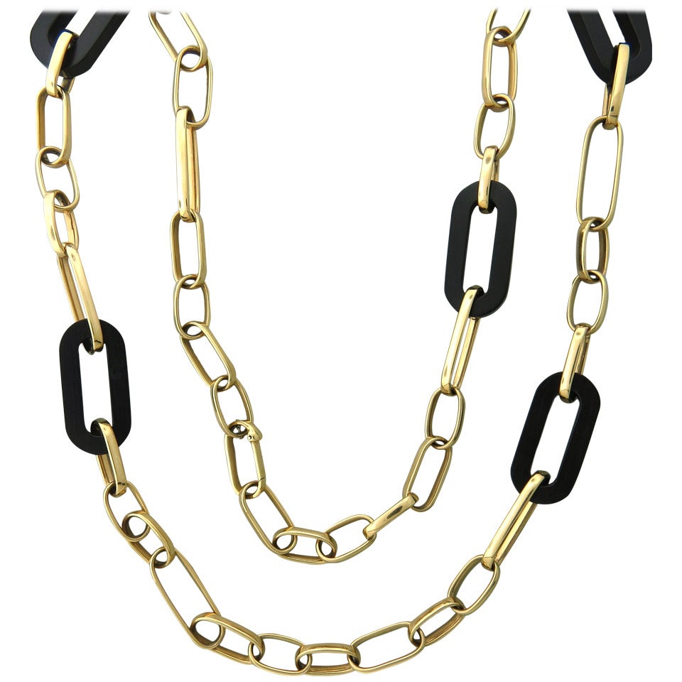 Modern Italian Wood Gold Large Link Necklace at 1stDibs | large link ...
