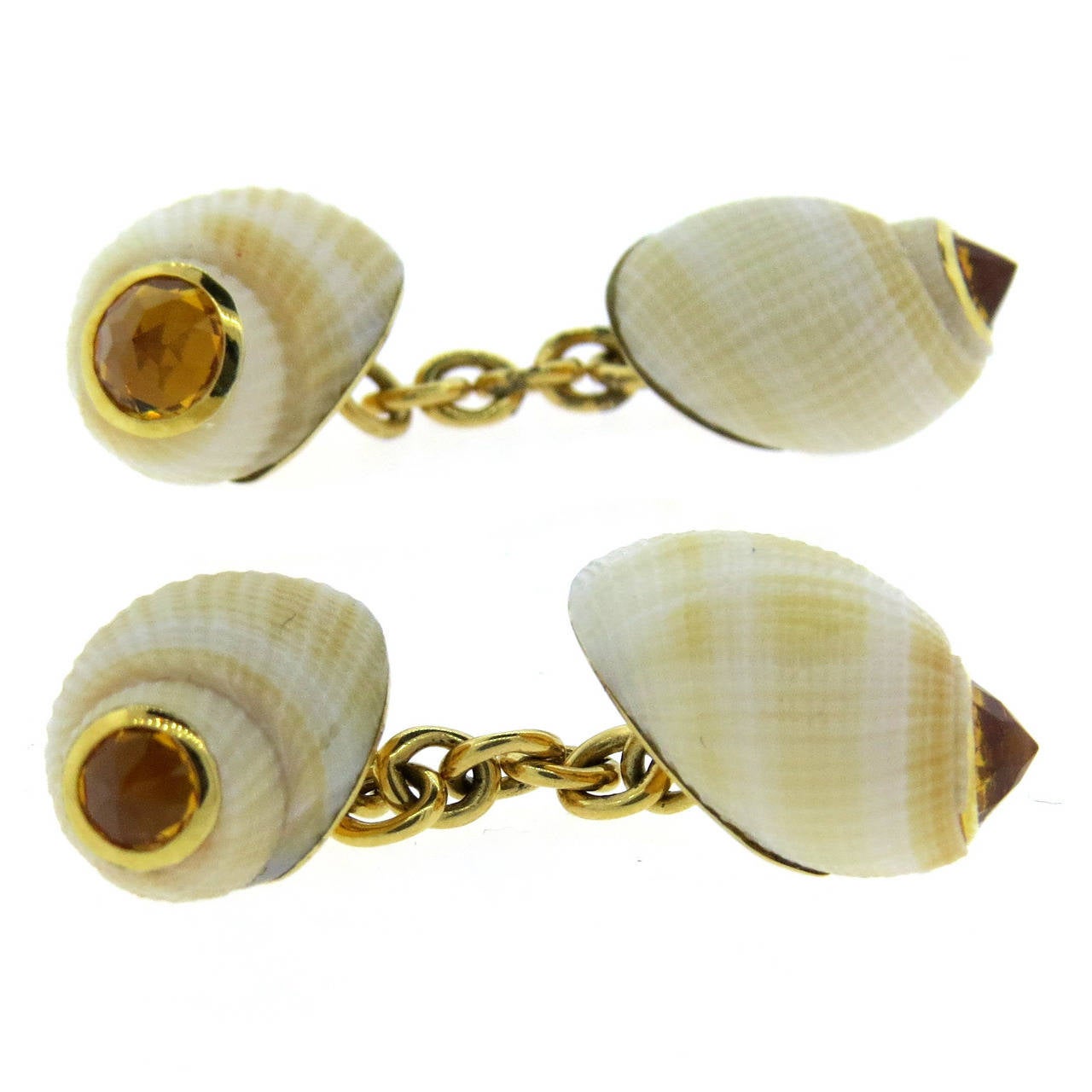Trianon Wood Citrine Gold Cufflinks at 1stDibs
