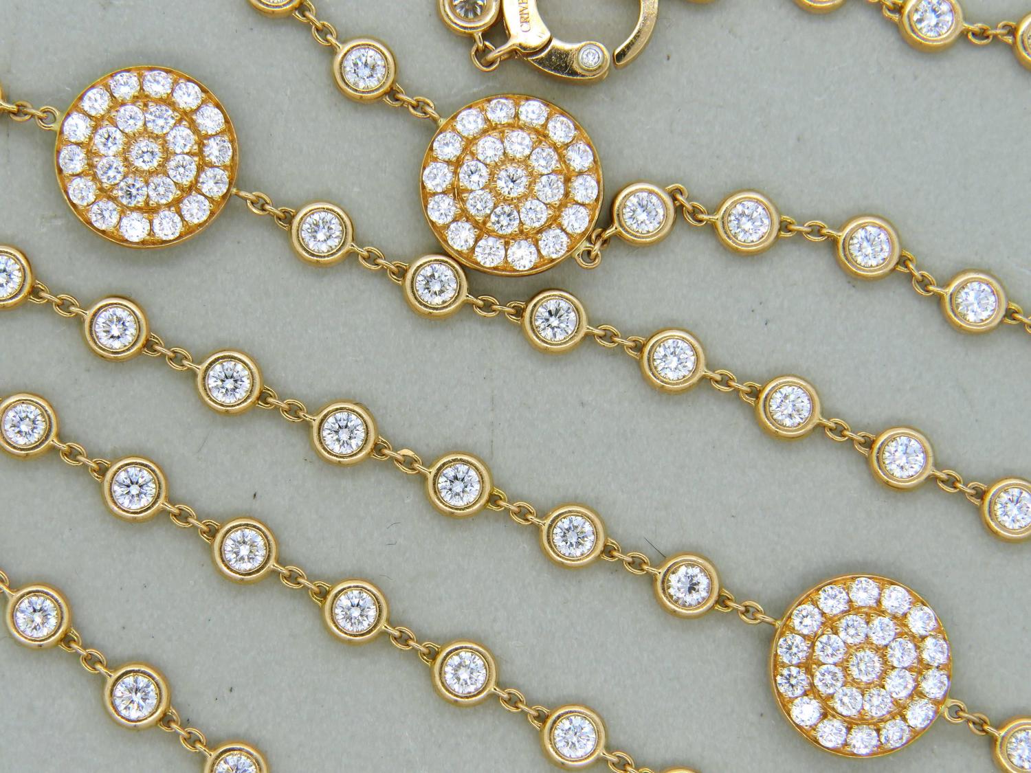 Impressive Crivelli Diamond Gold Station Long Necklace at 1stdibs