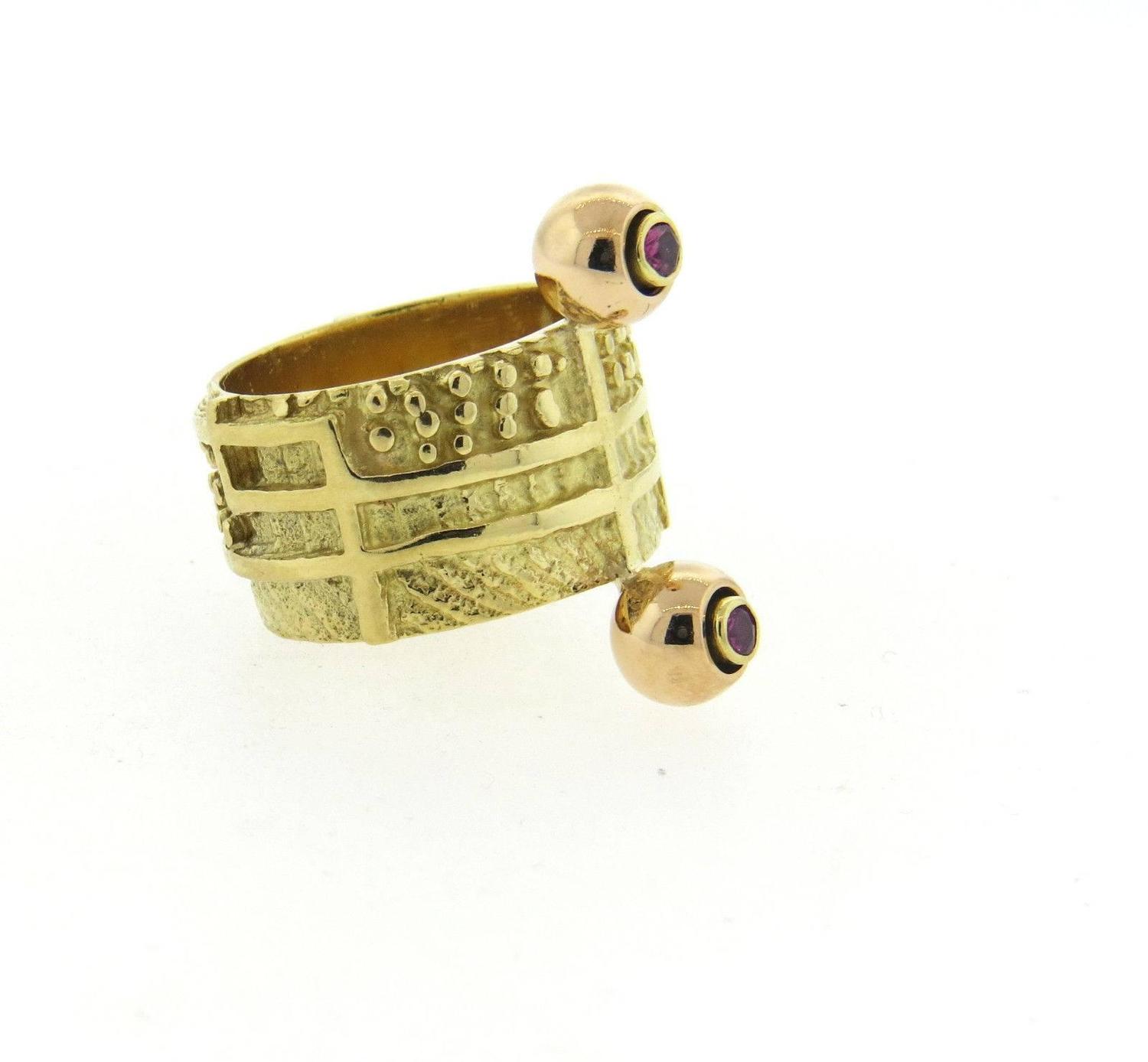 Giorgio Facchini Wide Ruby Gold Ring For Sale at 1stdibs