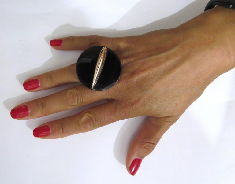 Giorgio Facchini Large Onyx Two Color Gold Ring at 1stDibs
