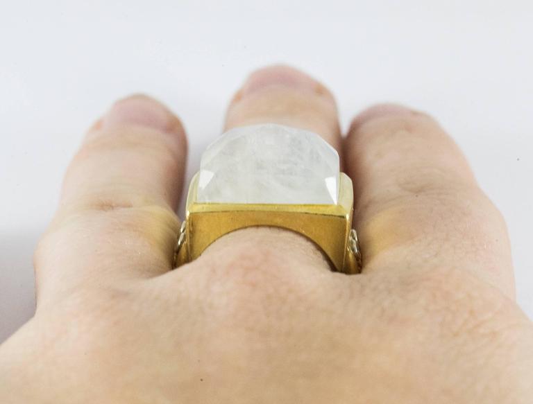 Vintage Faceted Custom Made Moonstone Ring For Sale at 1stDibs