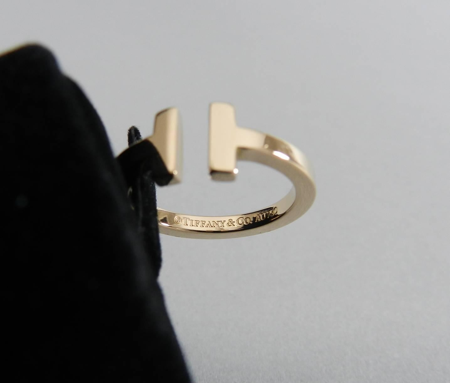 Tiffany and Co Rose Gold T Square Ring - size 7.5 at 1stDibs | tiffany ...
