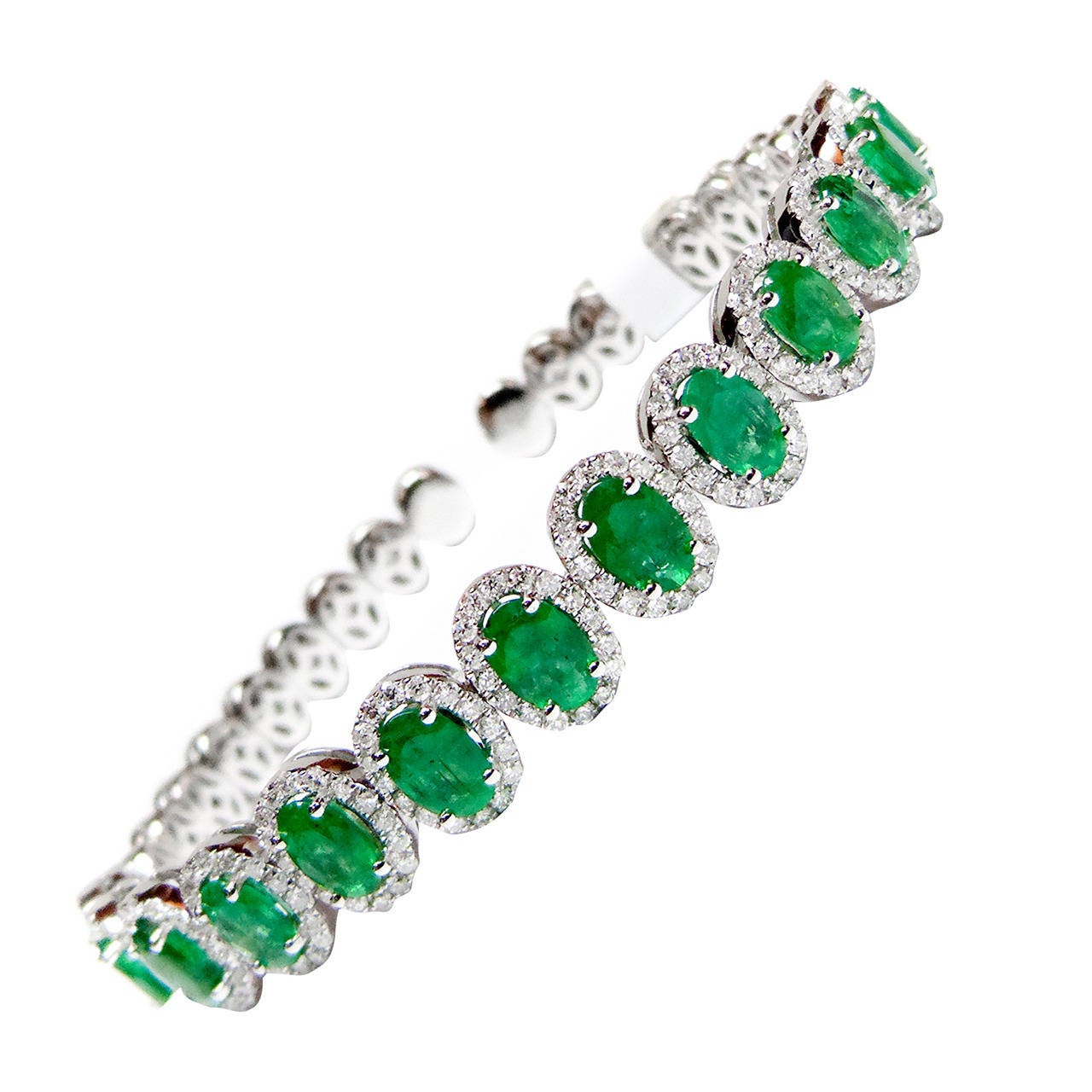 Emerald Diamond Gold Cuff For Sale at 1stDibs