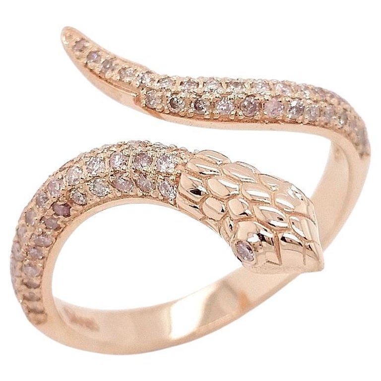 *No Reserve Price* 0.40ct Natural Pink Diamond Snake Ring at 1stDibs