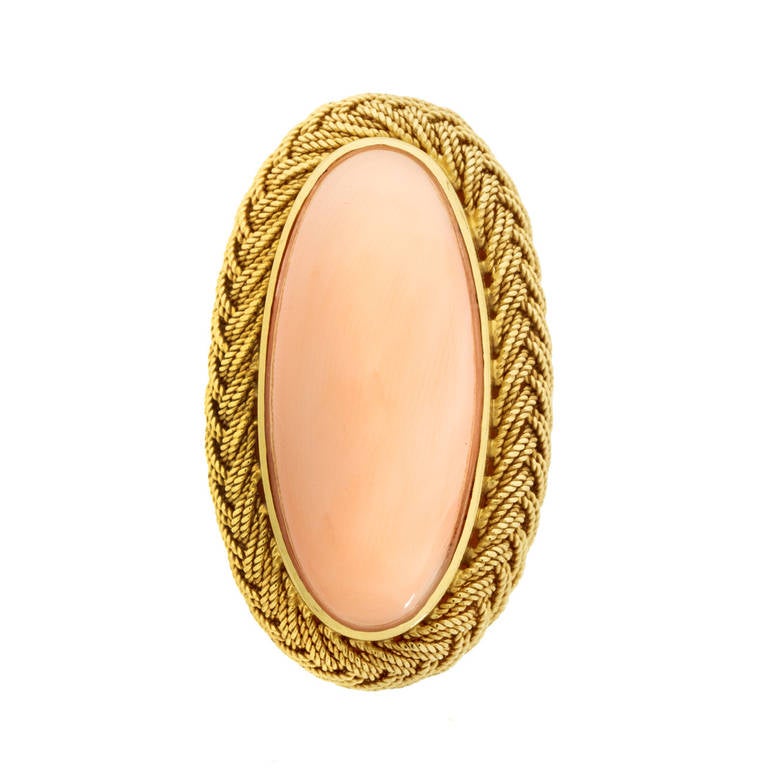 Angel Skin Coral Gold Ring at 1stDibs