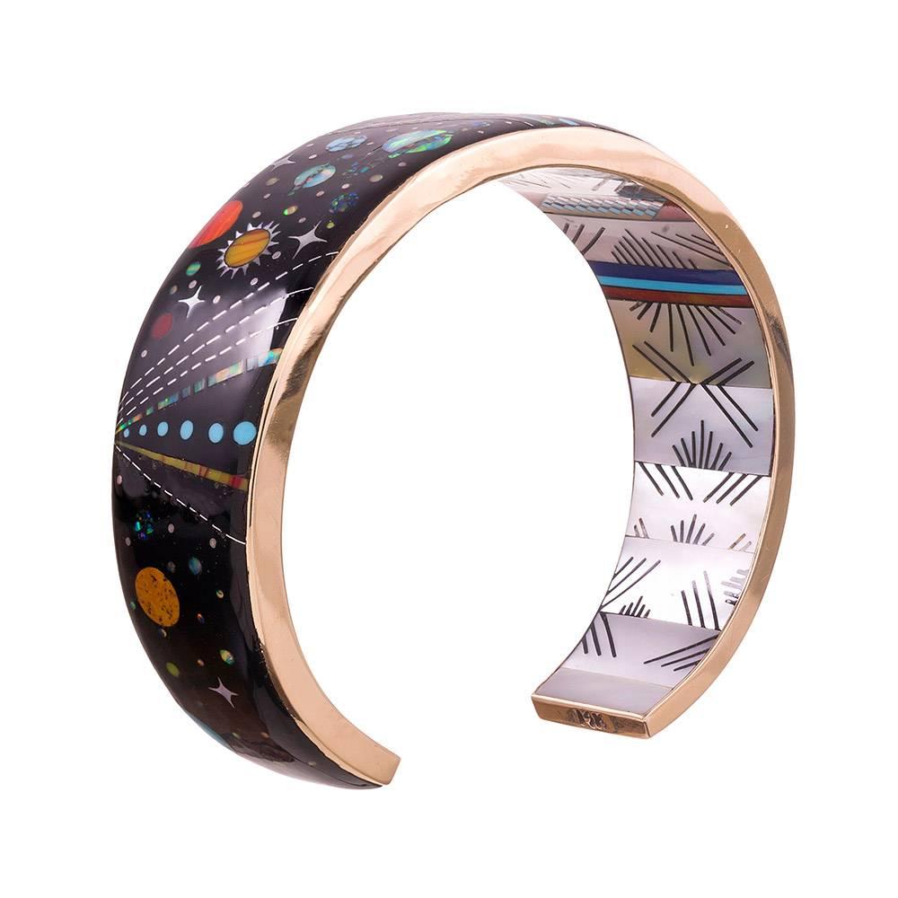 Mother of Pearl Enamel Inlaid Gold “Cosmos” Bracelet at 1stDibs ...