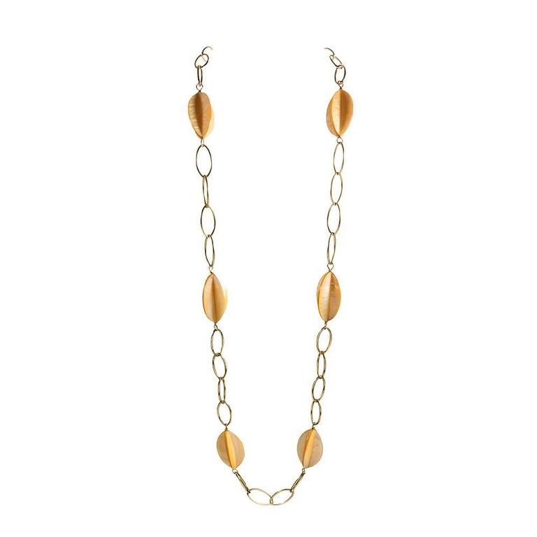 36 Inch Gold Chain with Mother of Pearl Torpedoes at 1stDibs