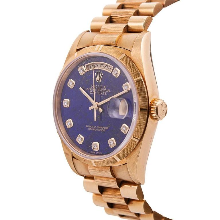Rolex Lapis Diamond Dial Day-Date with Bark Finish at 1stDibs | rolex ...