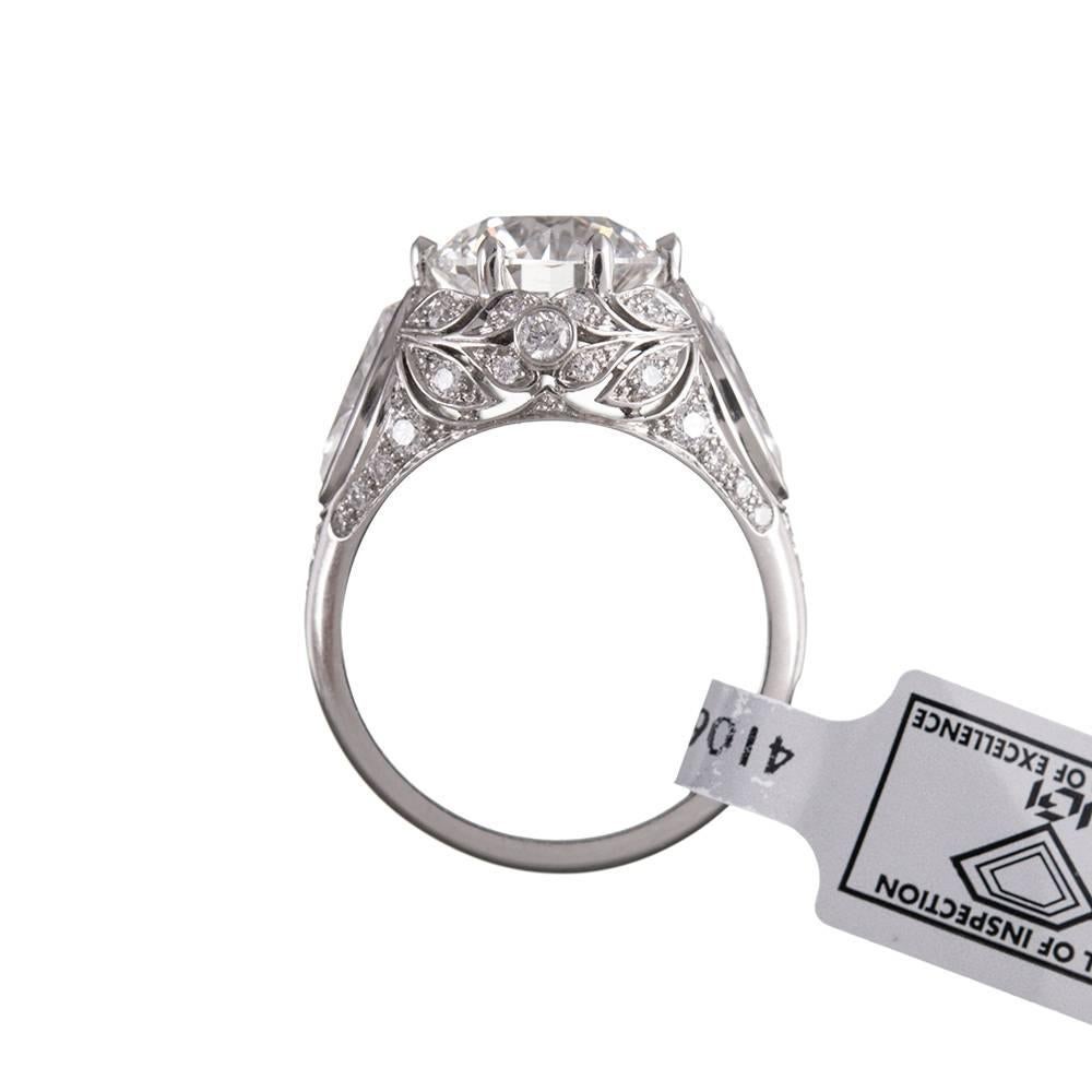 3.48 Carat Diamond platinum Ring with Moval Diamond Accents at 1stDibs ...