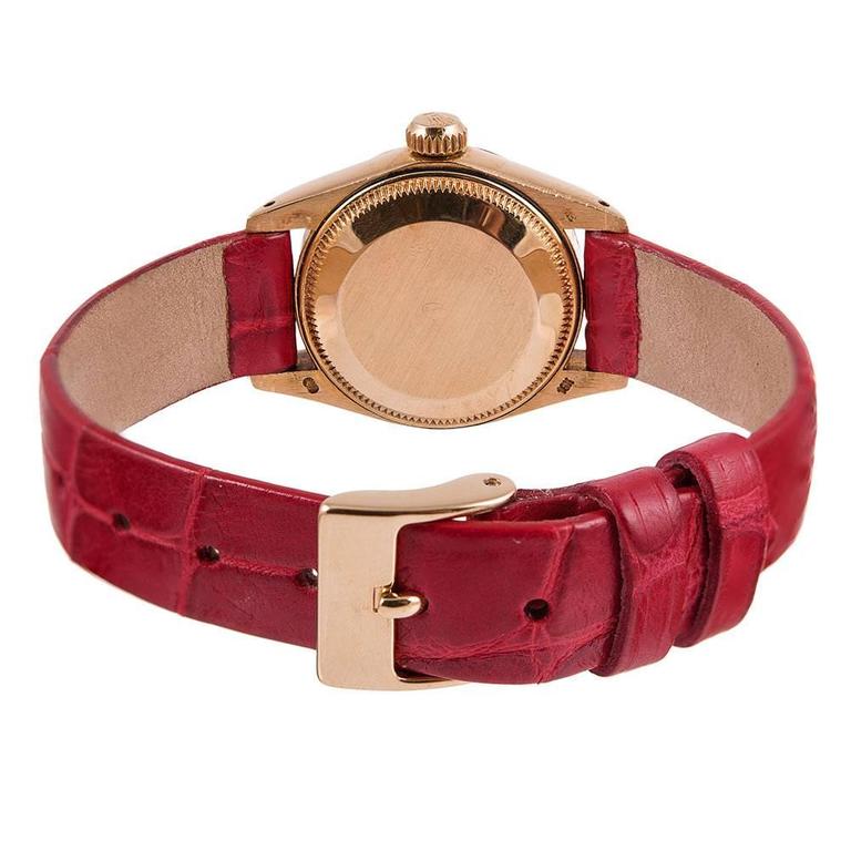 Rolex Ladies yellow gold Red Stella Dial Datejust Wristwatch at 1stDibs