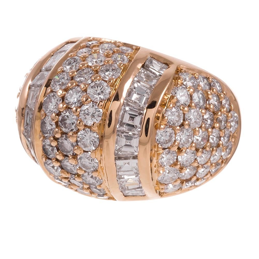 Neiman Marcus Round and Baguette Diamond Gold Dome Ring For Sale at ...