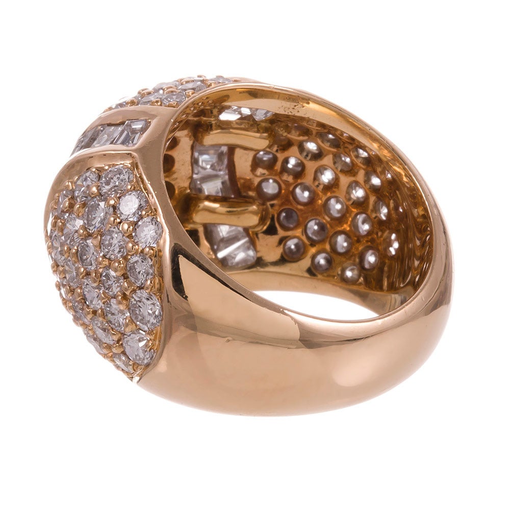 Neiman Marcus Round and Baguette Diamond Gold Dome Ring For Sale at ...