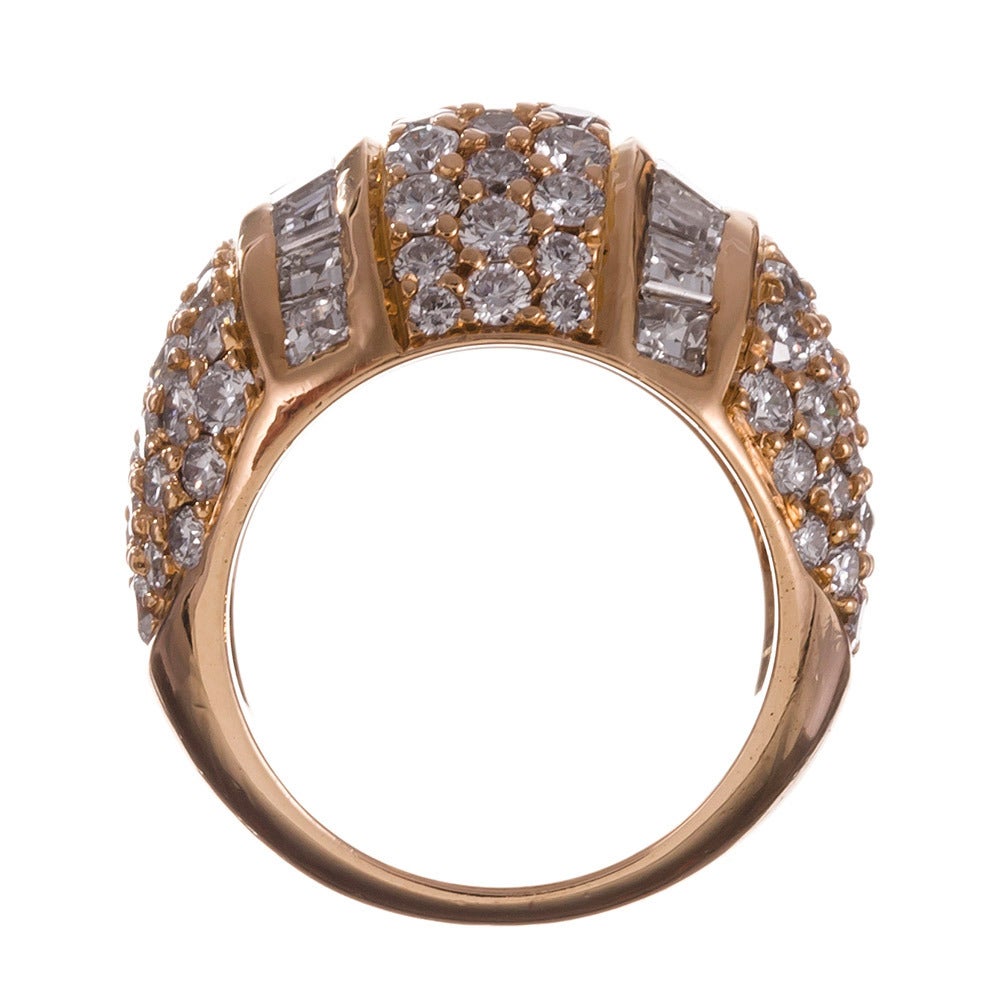 Neiman Marcus Round and Baguette Diamond Gold Dome Ring For Sale at ...