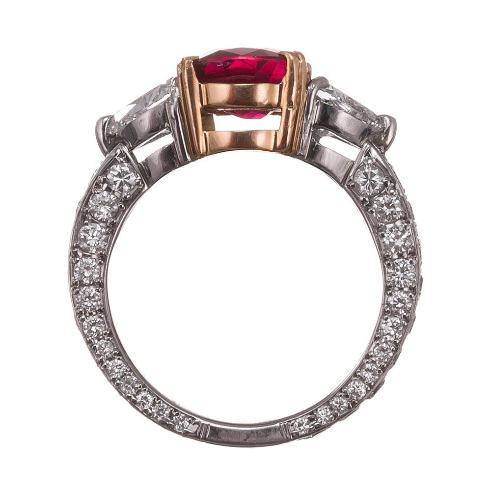 GIA Cert 3 Carat Ruby Heart-Shaped Diamond Platinum Engagement Ring at ...